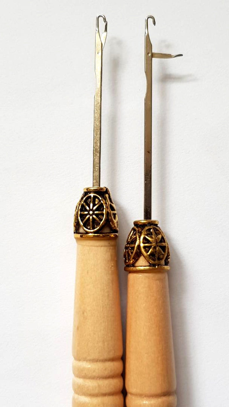 LATCH HOOK NEEDLE Set Bamboo Afghan Tunisian Double Ended | Etsy