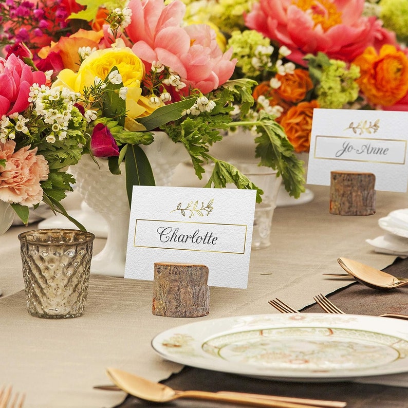 Wooden HOLDERS + CARDS, Rustic Wood Wedding Place Card Stand, Table ...
