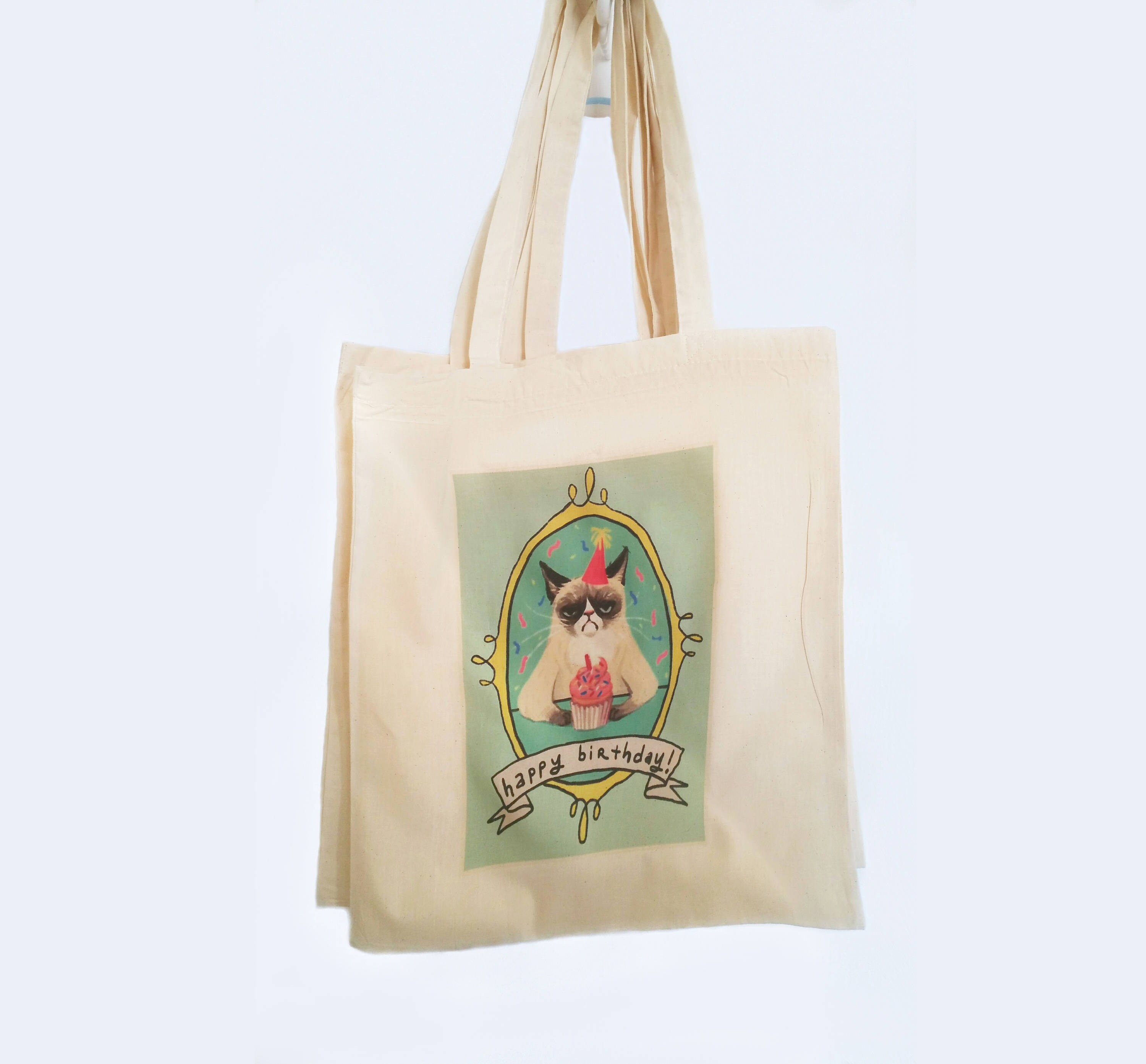HAPPY BIRTHDAY BAG. Grumpy Cat Funny Tote Bag. Funny - Etsy UK
