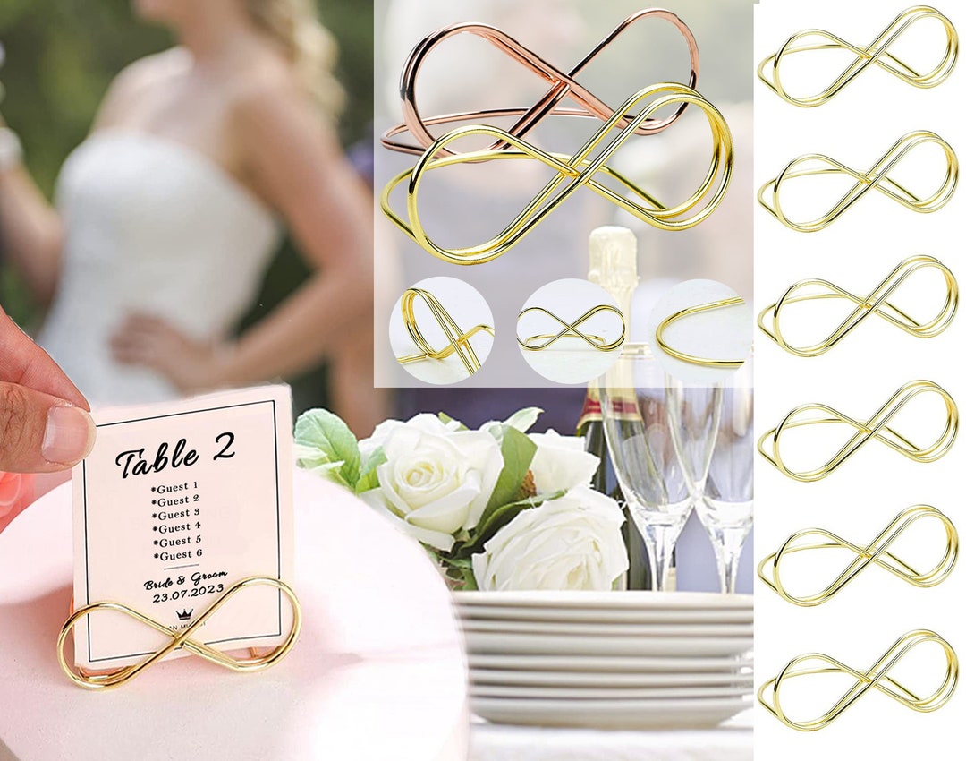 10pcs Infinity Place CARD HOLDER, Rose Gold WIRE Wedding Table Card ...