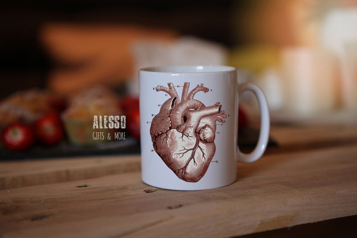 Vintage ANATOMICAL HEART Mug. Personalised Coffee Mug. Vintage - Etsy UK