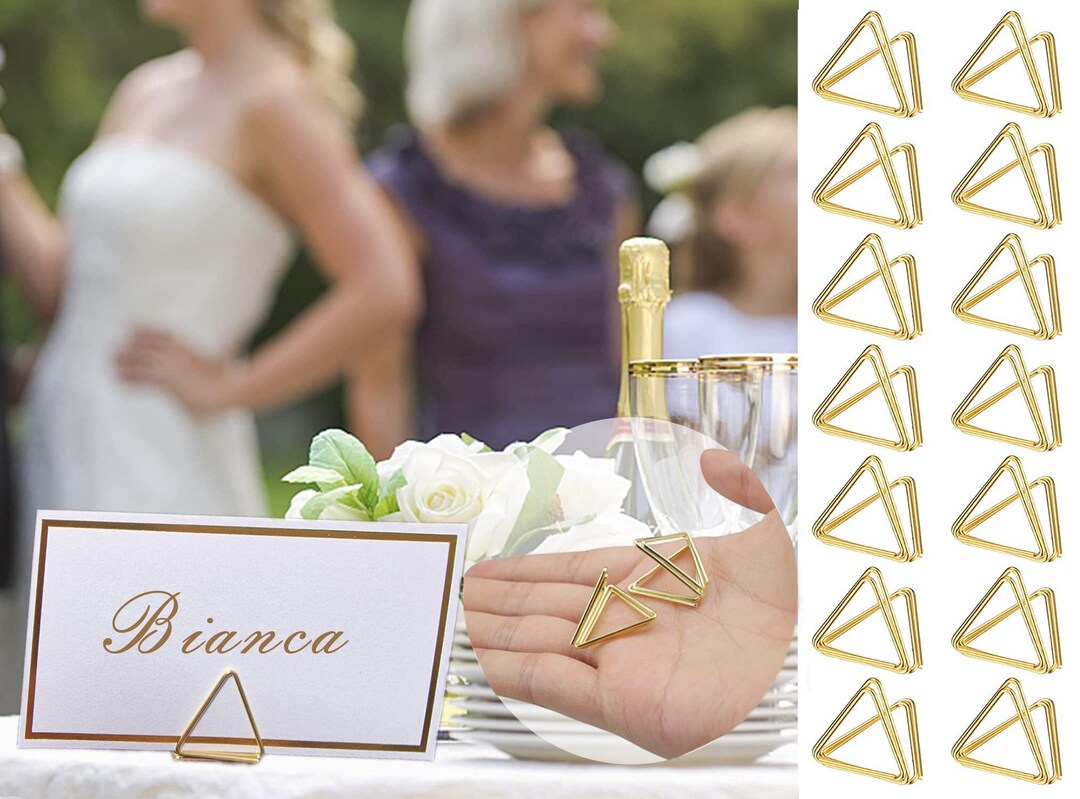 10/20/50 Gold NAME CARD HOLDER Triangle Holder Minimalist - Etsy