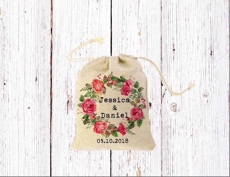 Personalised WEDDING FAVOR BAGS drawstring bag personalised | Etsy