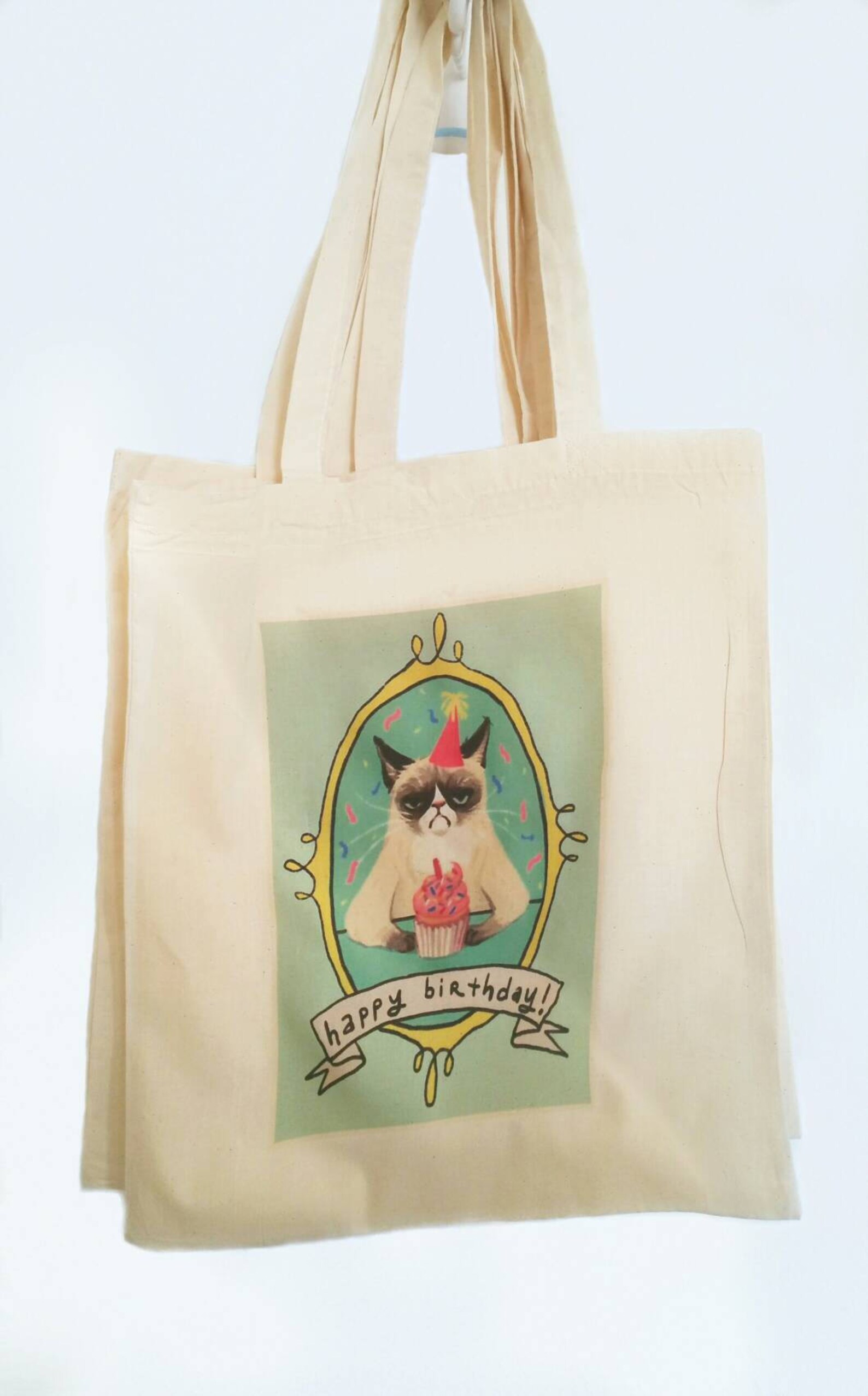 HAPPY BIRTHDAY BAG. Grumpy Cat Funny Tote Bag. Funny - Etsy UK