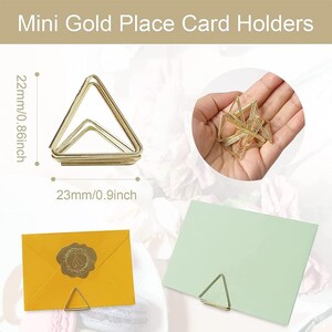 10/20/50 Gold NAME CARD HOLDER, Triangle Holder, Minimalist Wedding ...