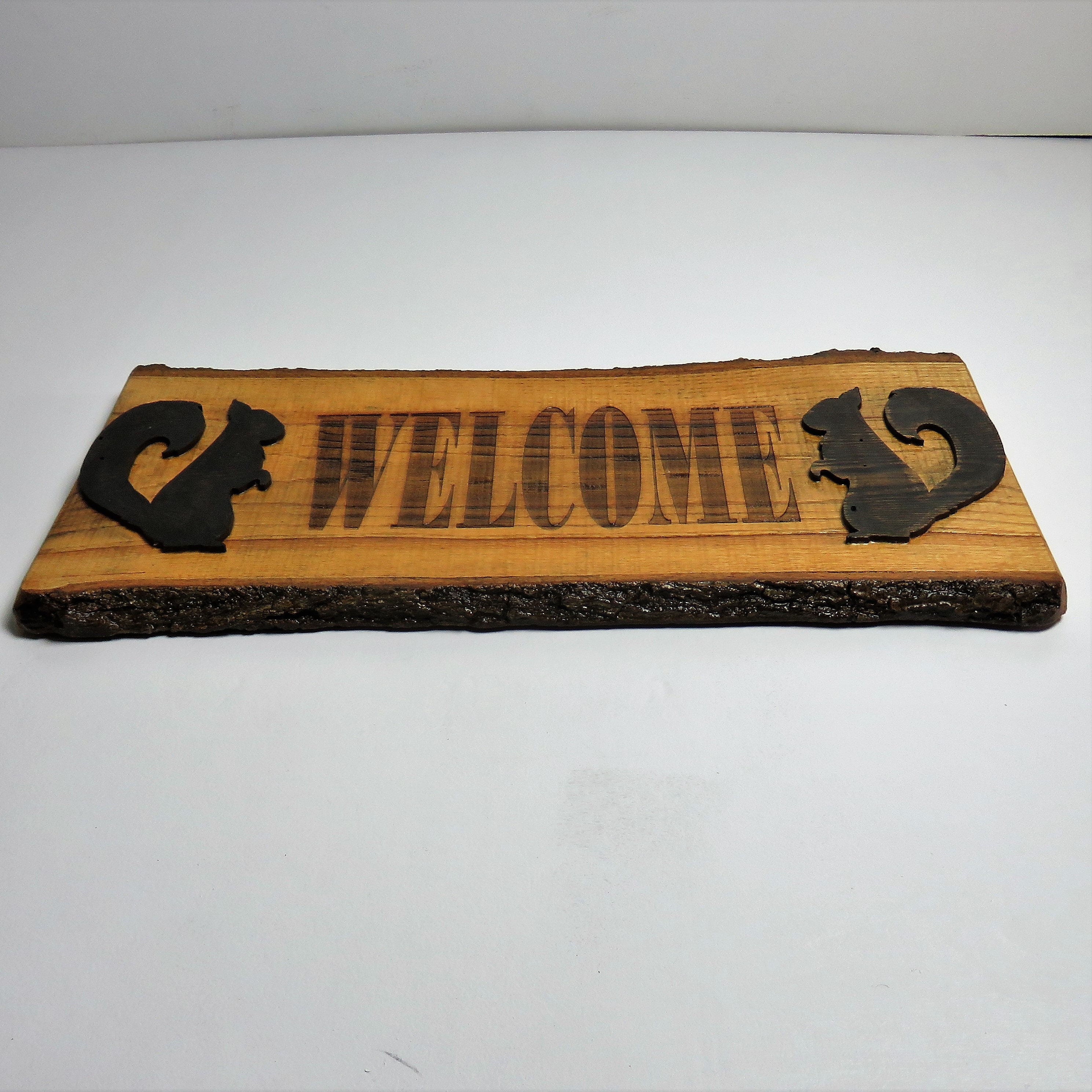 Welcome Sign Live Edge Wood Black Squirrels - Etsy UK