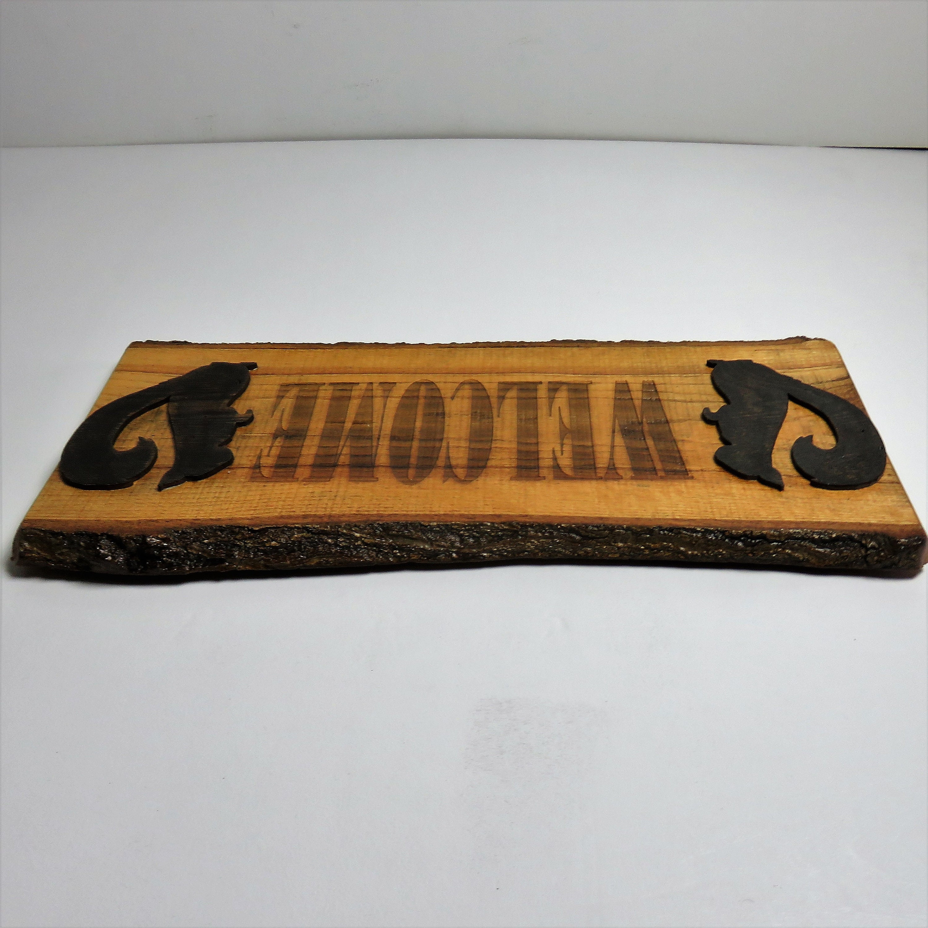 Welcome Sign Live Edge Wood Black Squirrels | Etsy UK
