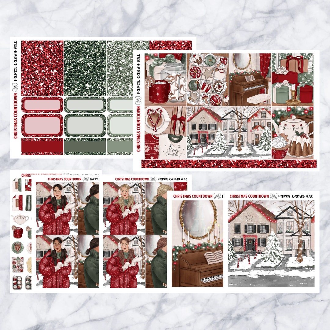ADD-ONS Christmas Countdown // Planner Stickers // Double Box, Glitter ...