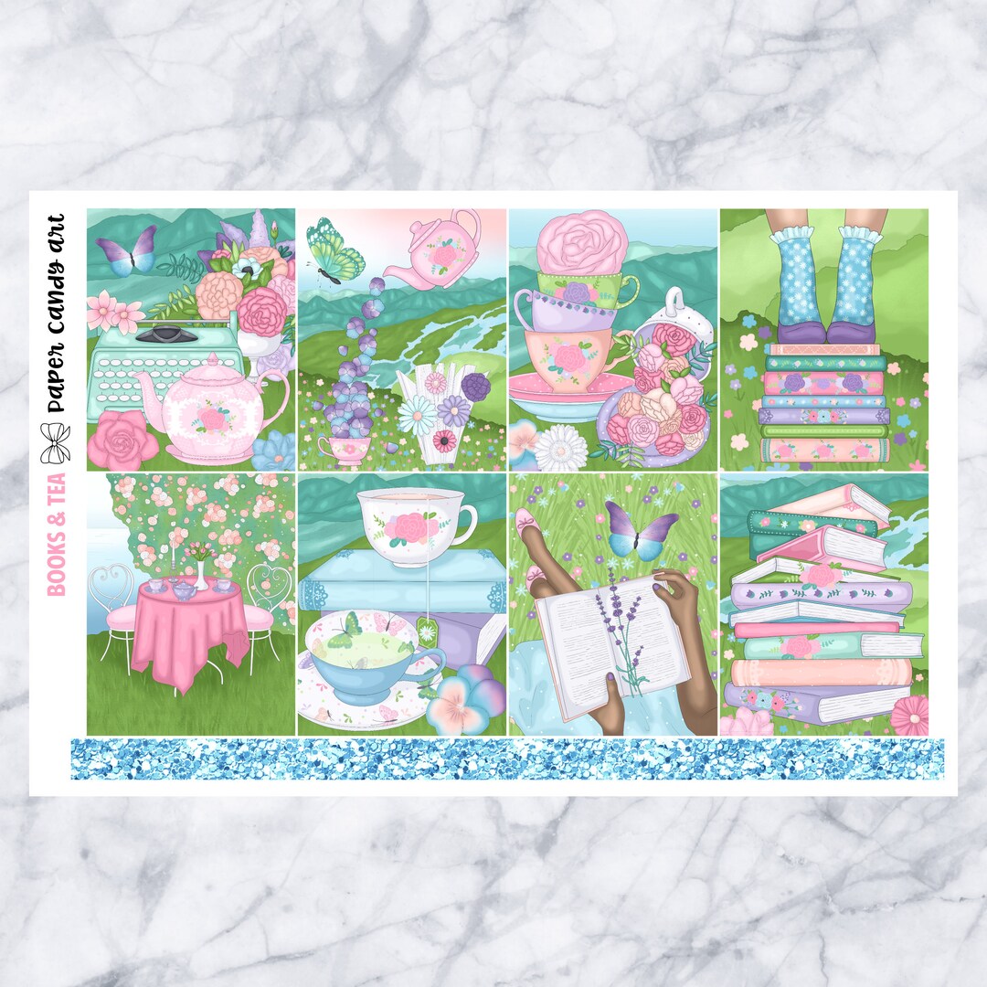EC Kit Books & Tea // Weekly Planner Stickers Kit // Erin Condren - Etsy