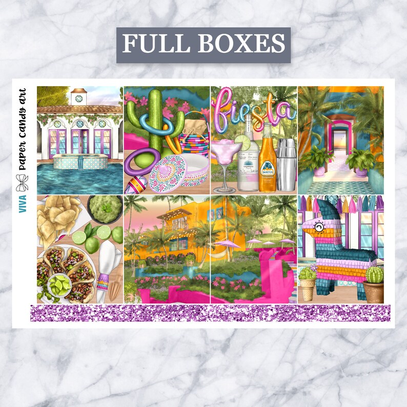 ADD-ONS Viva // Planner Stickers // Double Box, Glitter Headers, Full ...