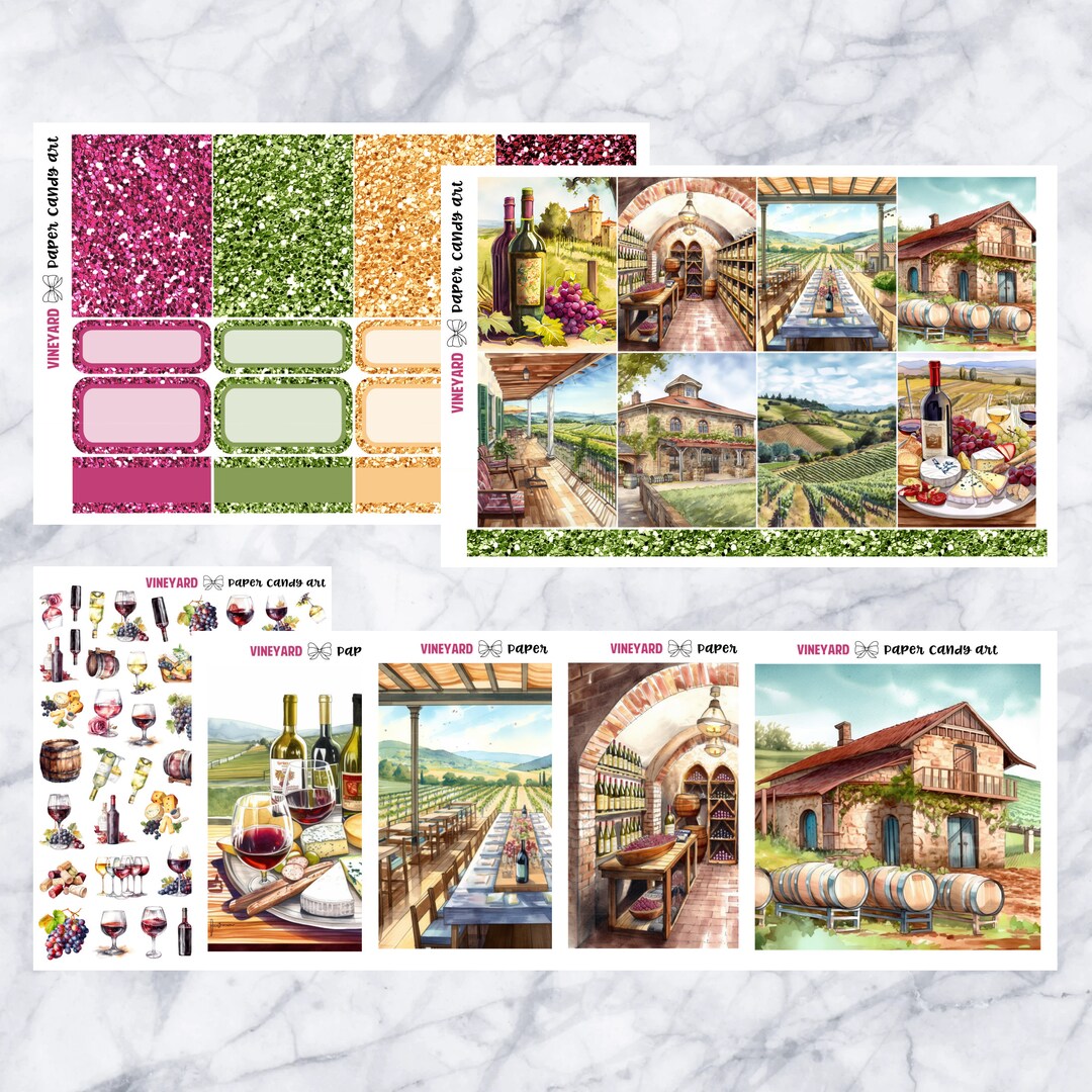 ADD-ONS Vineyard // Planner Stickers // Double Box, Glitter Headers ...