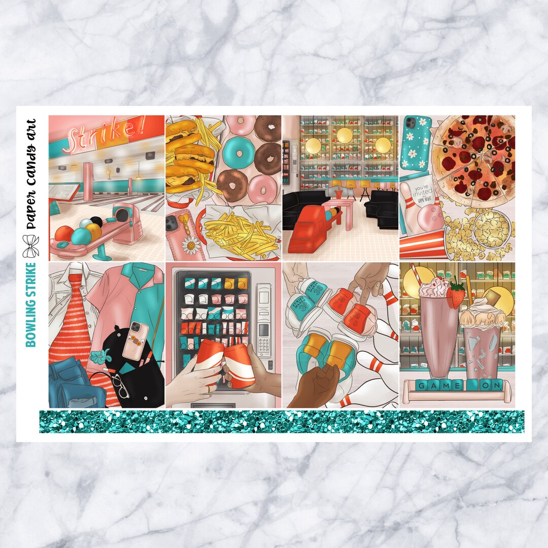 EC Kit Bowling Strike // Weekly Planner Stickers Kit // Erin Condren - Etsy