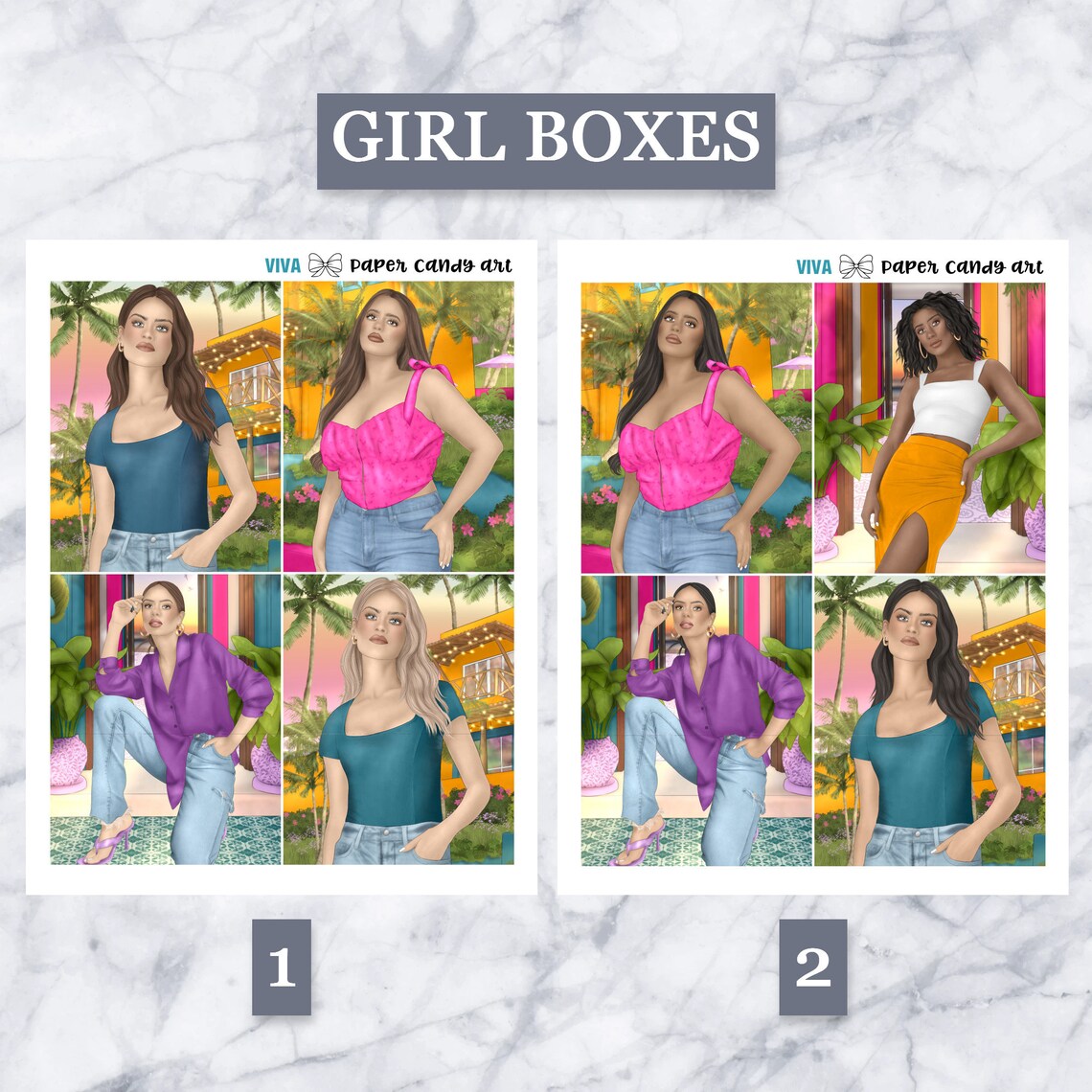 ADD-ONS Viva // Planner Stickers // Double Box, Glitter Headers, Full ...