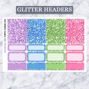 ADD-ONS Skater Girl // Planner Stickers // Double Box, Glitter Headers ...