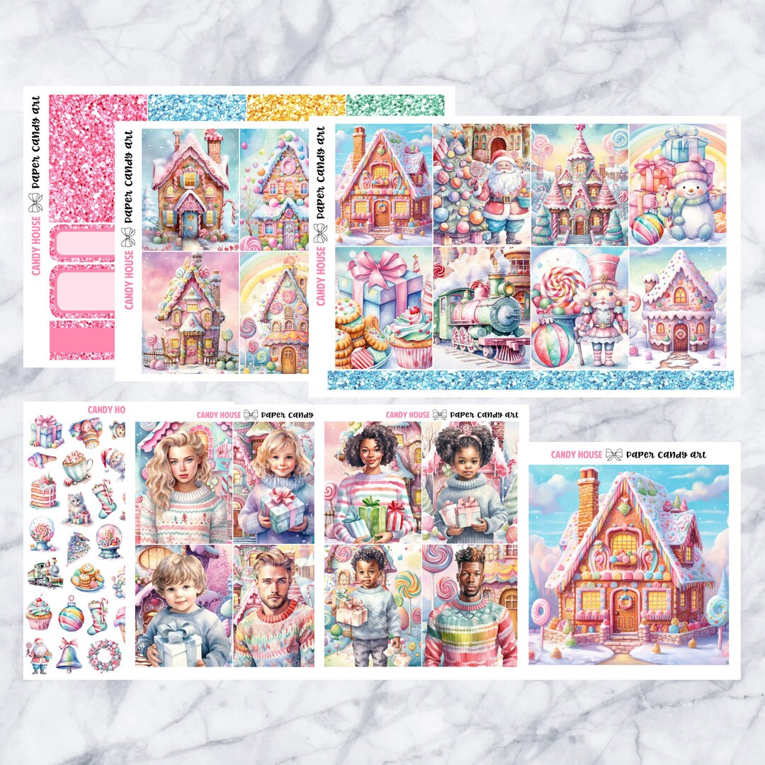 ADD-ONS Candy House // Planner Stickers // Double Box, Glitter Headers ...