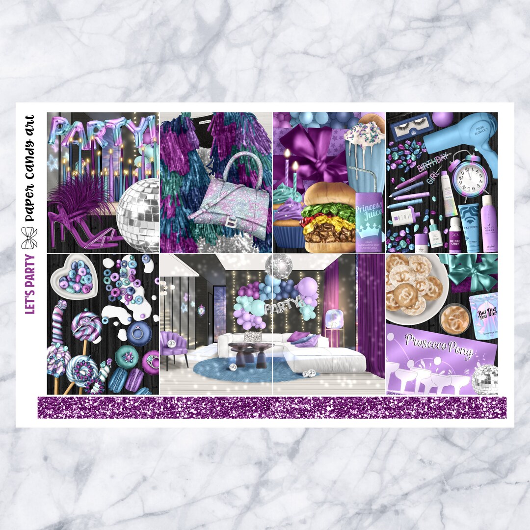 EC Kit Let's Party // Weekly Planner Stickers Kit // Erin Condren - Etsy