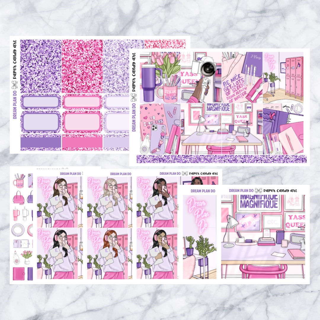 ADD-ONS Dream Plan Do // Planner Stickers // Double Box, Glitter ...