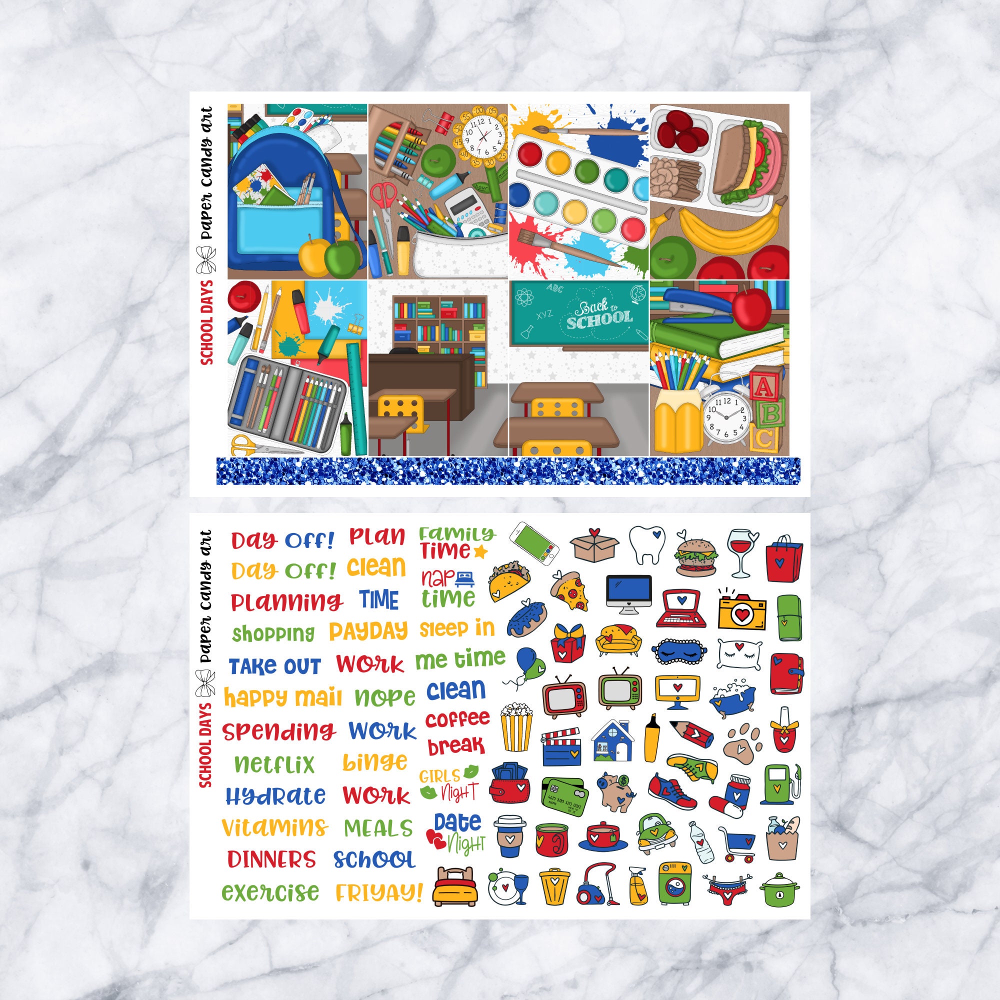 EC MINI Kit School Days // Weekly Planner Stickers Kit // Erin - Etsy