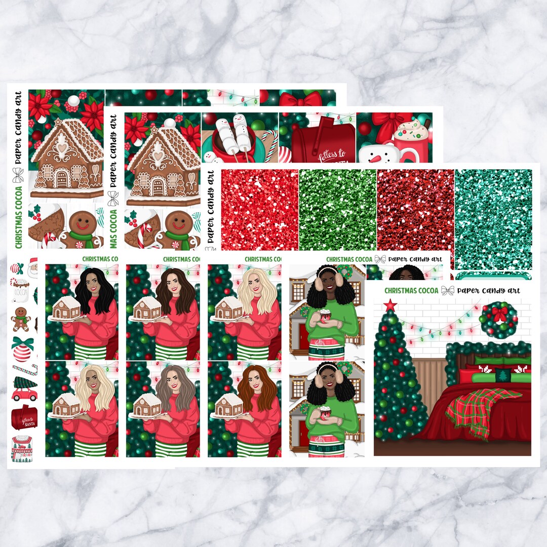 ADD-ONS Christmas Cocoa // Planner Stickers // Double Box, Glitter ...