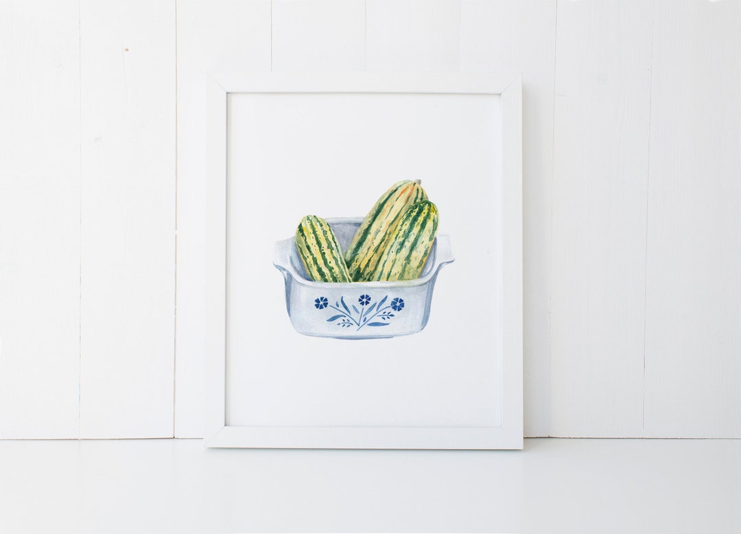Squash Art Print, Watercolor Painting, Kitchen Print, Vegetable Art ...