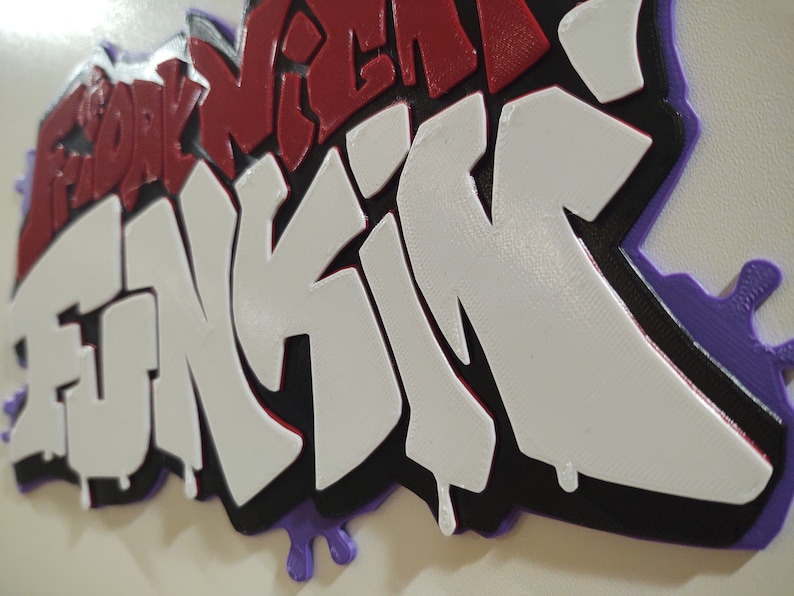 3D Friday Night Funkin Logo 4 Colors Printed 8 Sign | Etsy