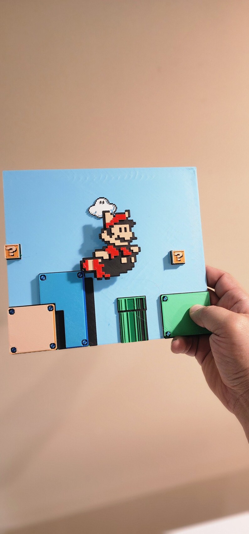 3D Printed Pixel Art Super Mario 3 Racoon Wall | Etsy