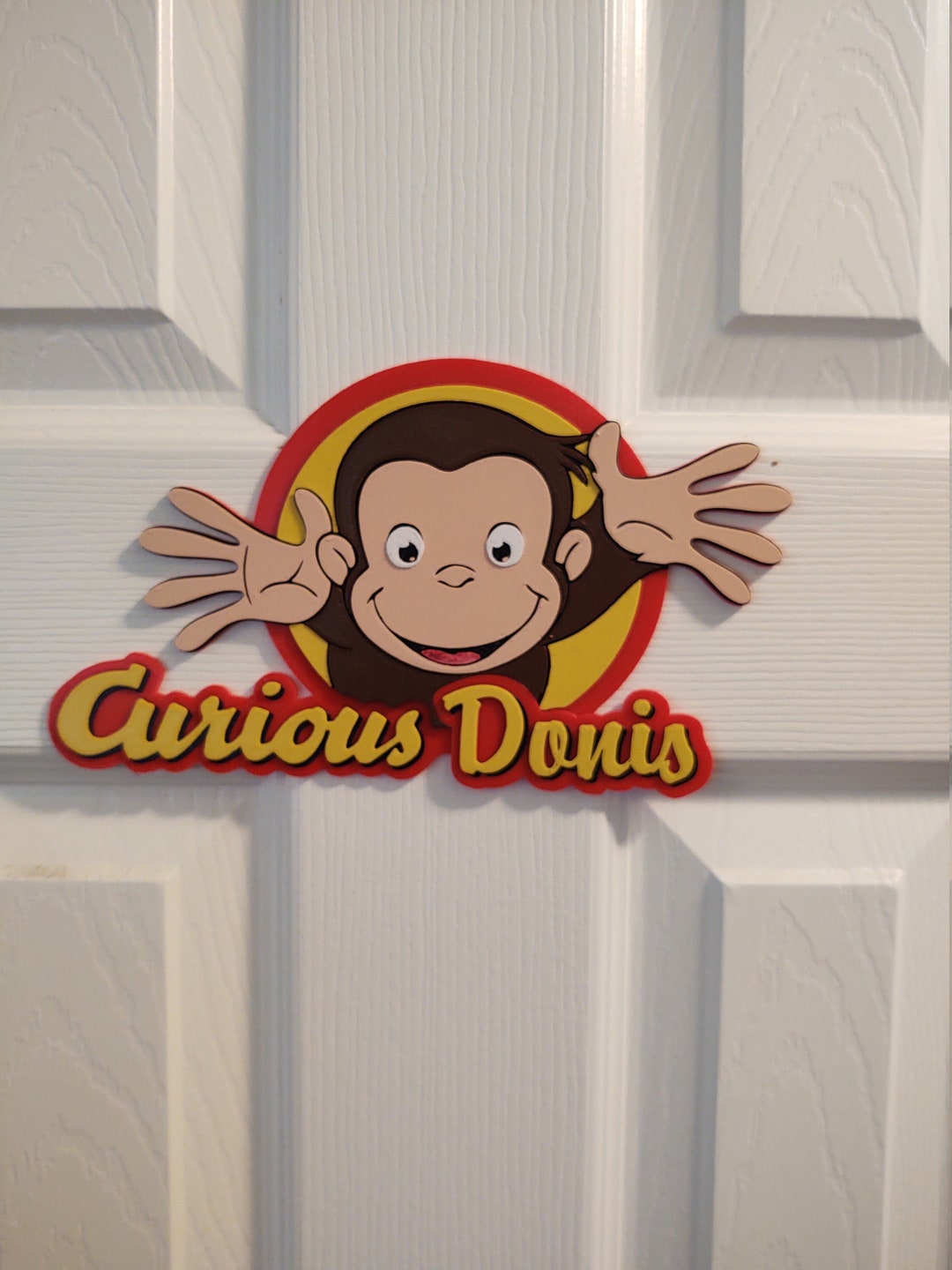 Custom Bedroom Sign Curious George 8 Across - Etsy