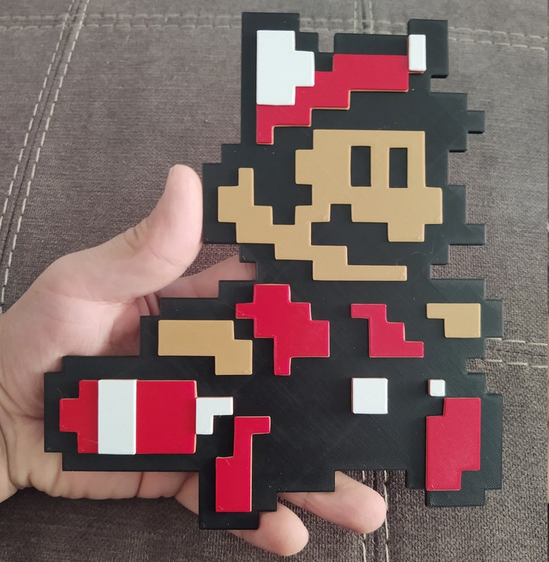 8-bit Mario Raccoon Wall Art 3D Print 200mm Game Room Man Cave - Etsy