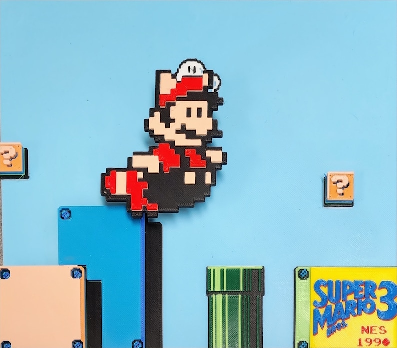 3D Printed Pixel Art Super Mario 3 Racoon Wall - Etsy