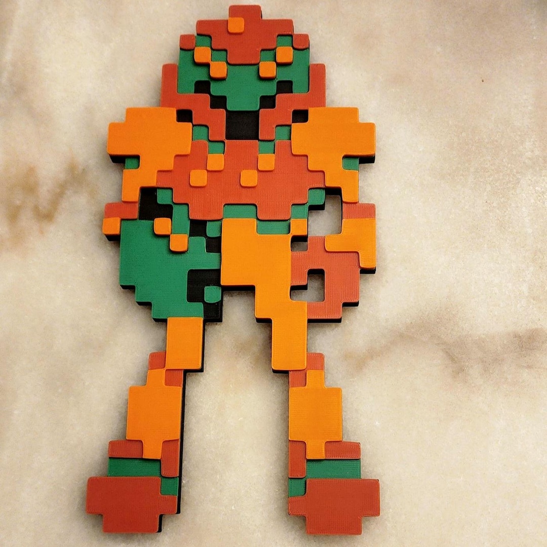 8-bit Samus Metroid NES Pixel Art Sprite Wall Decoration Game Room Man ...
