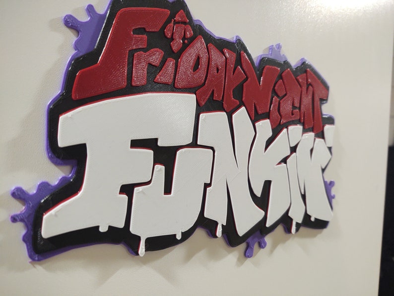 3D Friday Night Funkin Logo 4 Colors Printed 8 Sign | Etsy