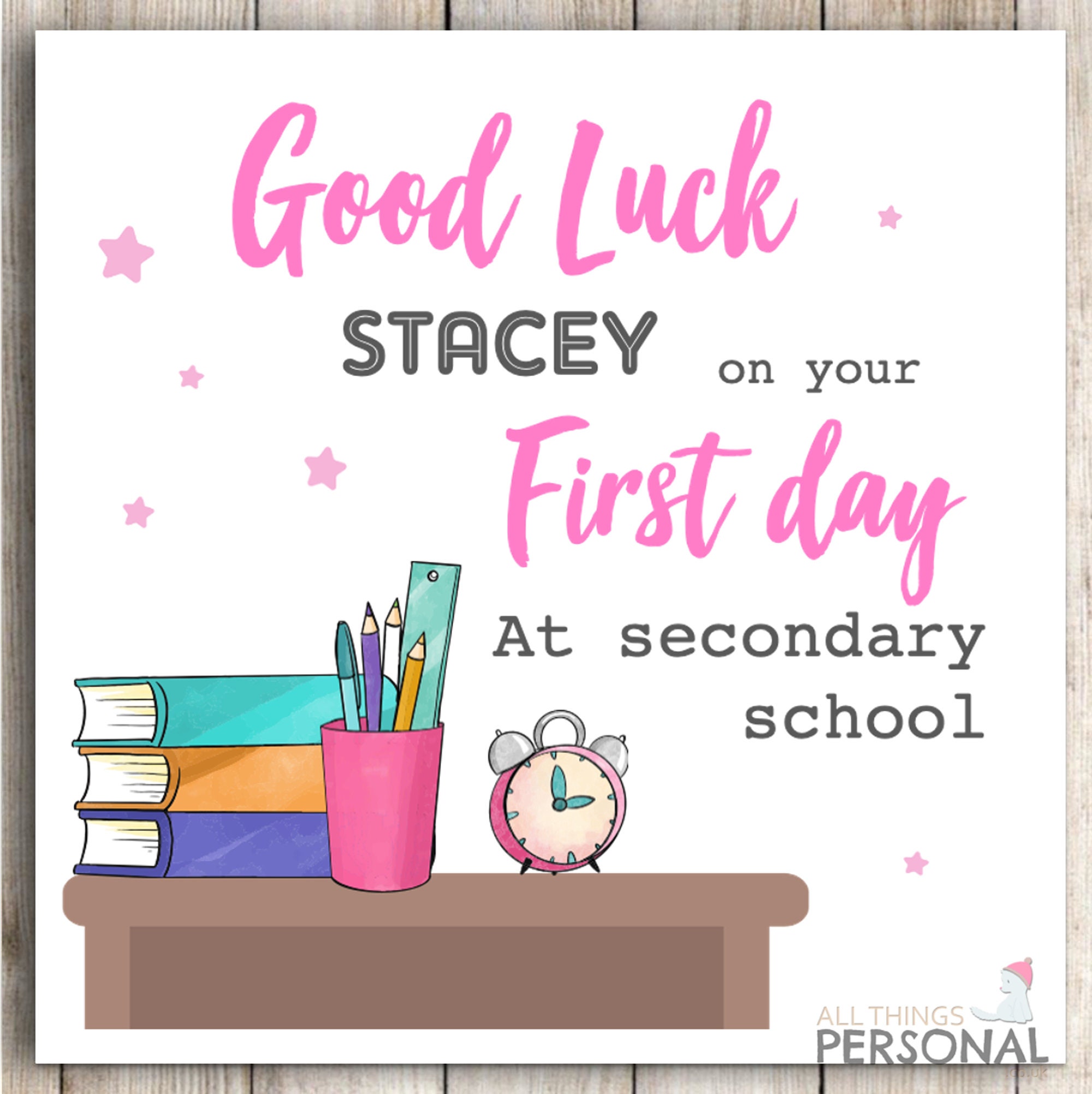 First Day at Secondary School Card Personalised Good Luck - Etsy