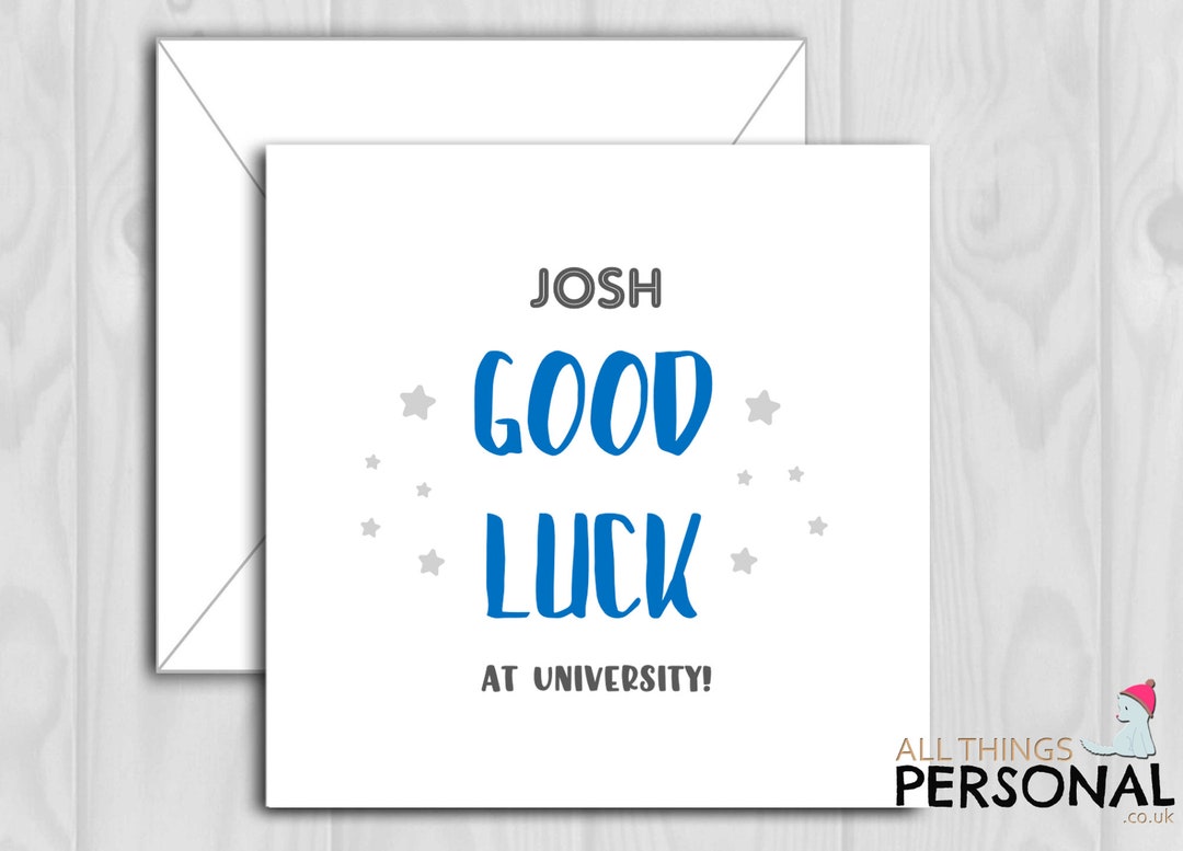 Personalised Good Luck at University Card off to Uni Card for Son ...