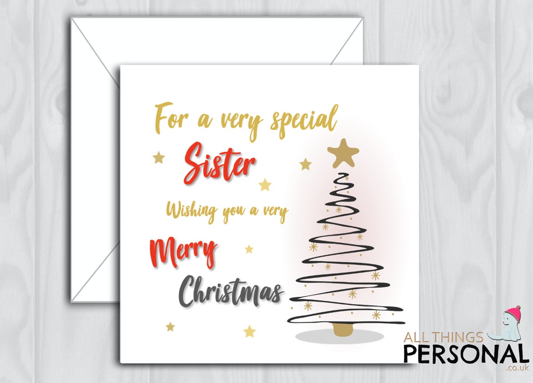 Sister Christmas Card for A Very Special Sister Gold Christmas Tree ...