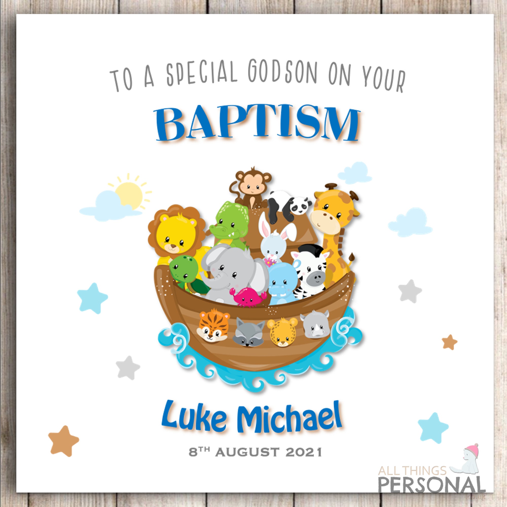 Personalised Baptism Card for Boys Godson Son Grandson Nephew - Etsy