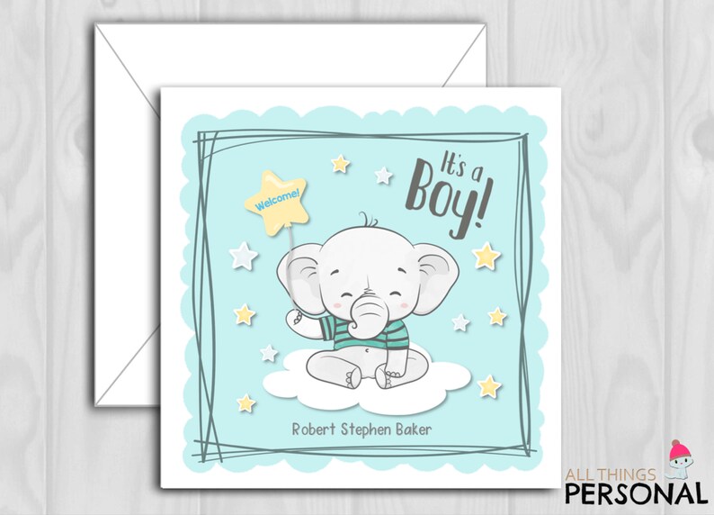 New Baby Boy Card - Personalised It's a Boy Congratulations Parents ...