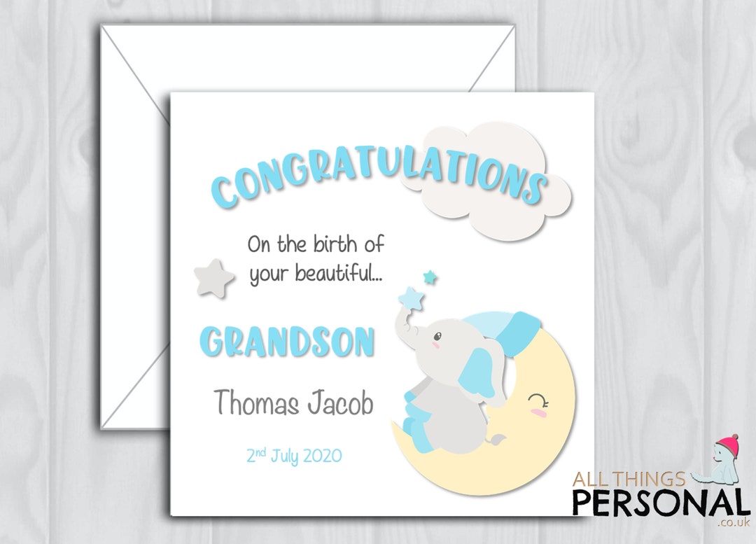 Personalised New Grandson Card Congratulations Grandparents It's a Boy ...