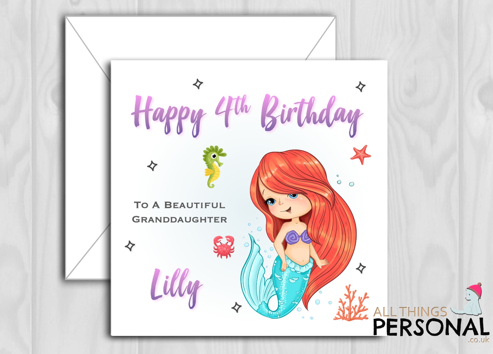 Paper girls birthday card mermaid birthday card Beautiful 5th cute ...