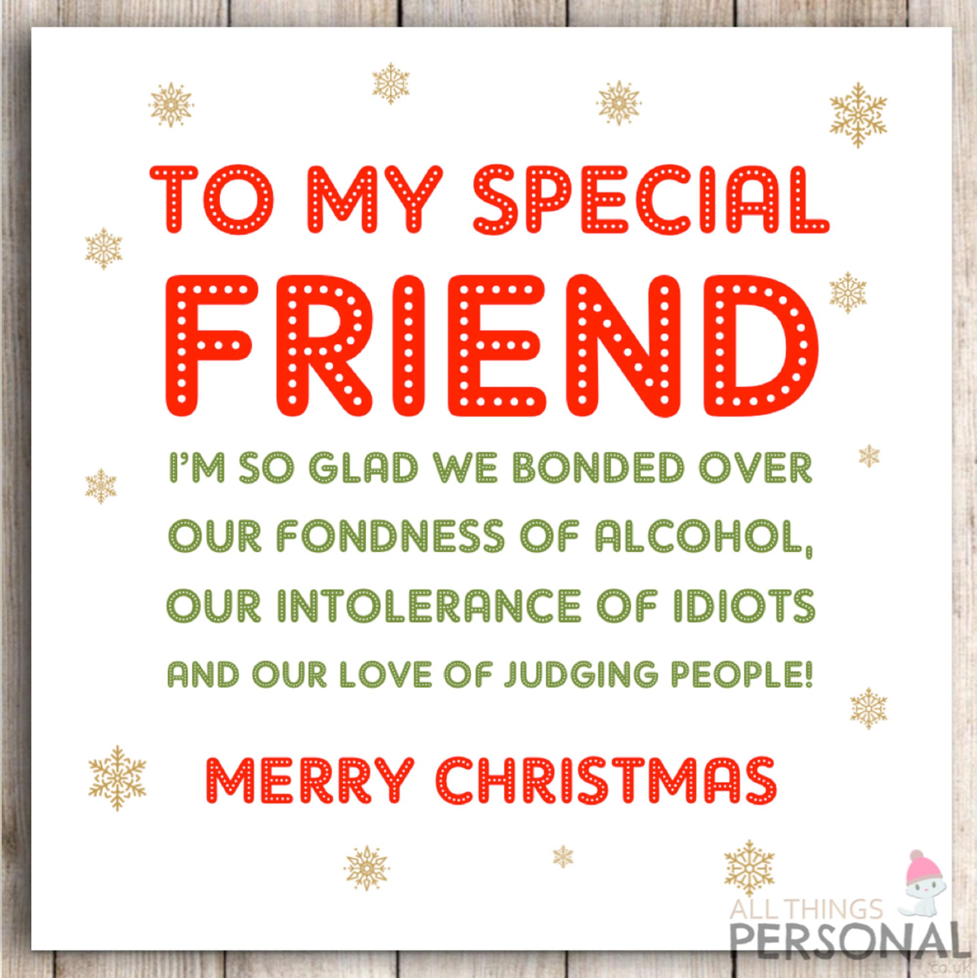 Best Friends Christmas Card Handmade Best Friend Christmas | Etsy