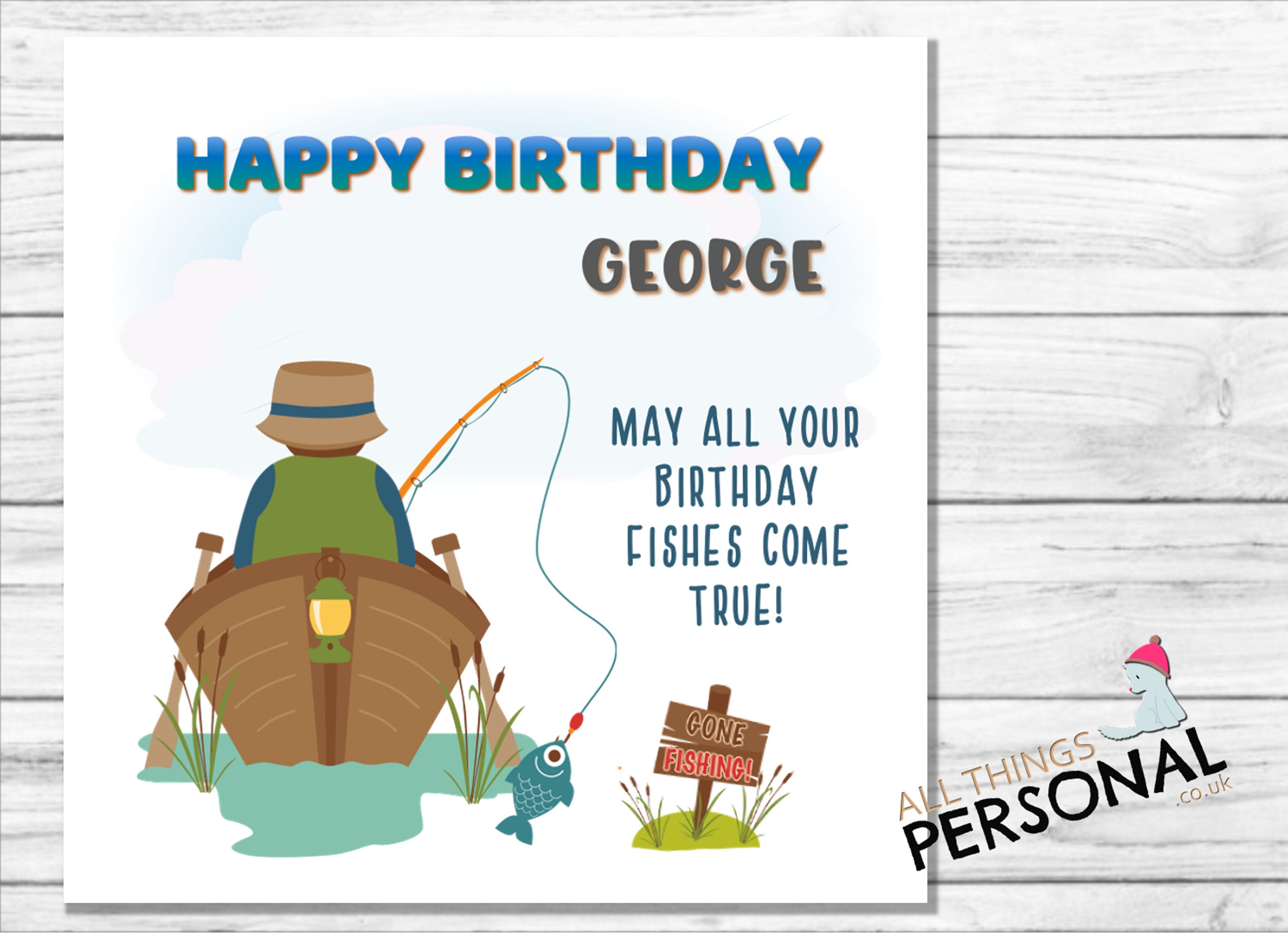 Personalised Fishing Birthday Card for Grandad Son Dad Uncle | Etsy