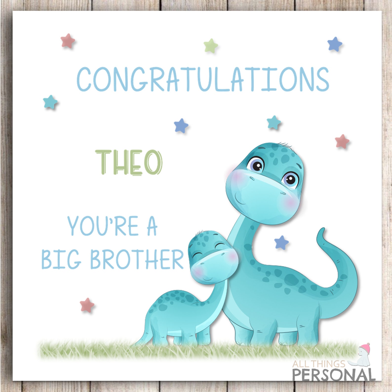 Personalised Congratulations on Becoming A Big Brother Card Dinosaurs ...