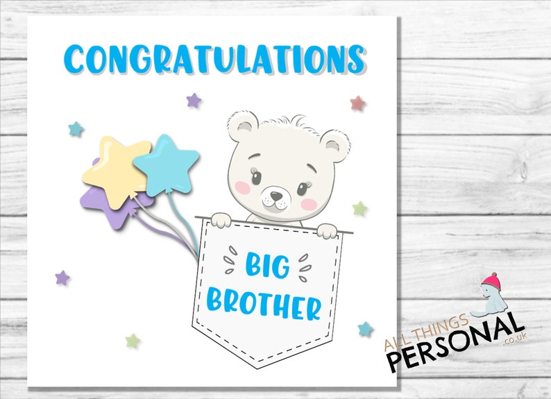 Congratulations on Becoming A Big Brother Card You're A - Etsy
