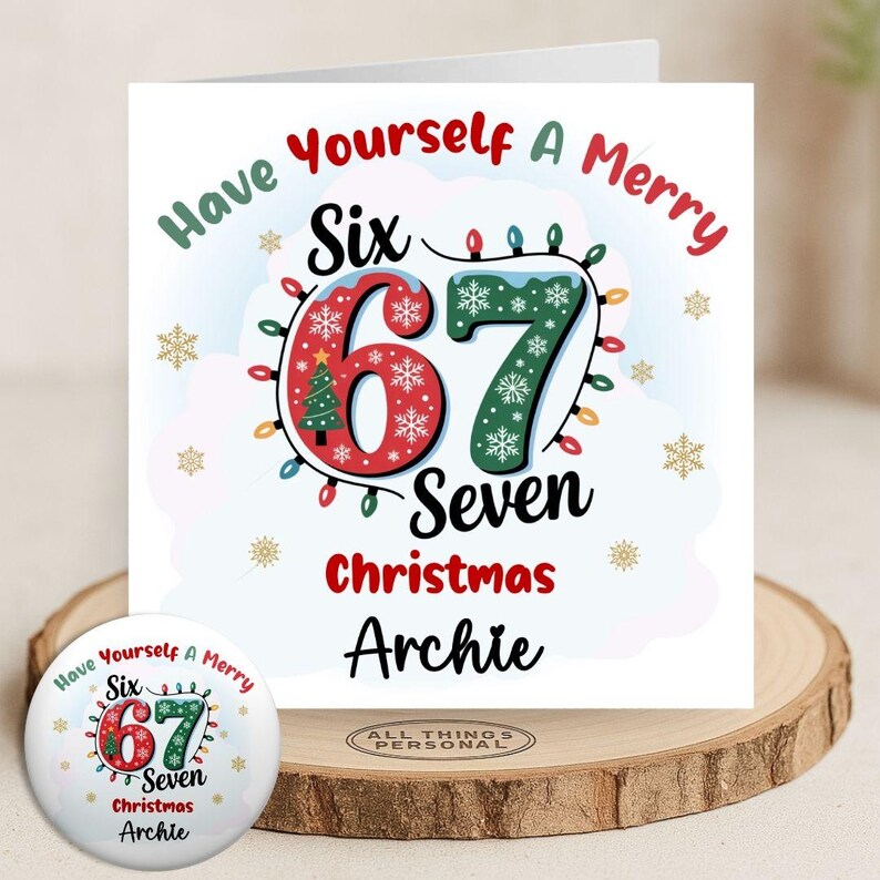 Funny Six Seven Christmas Card Personalised 67 Viral Meme Theme for Son ...