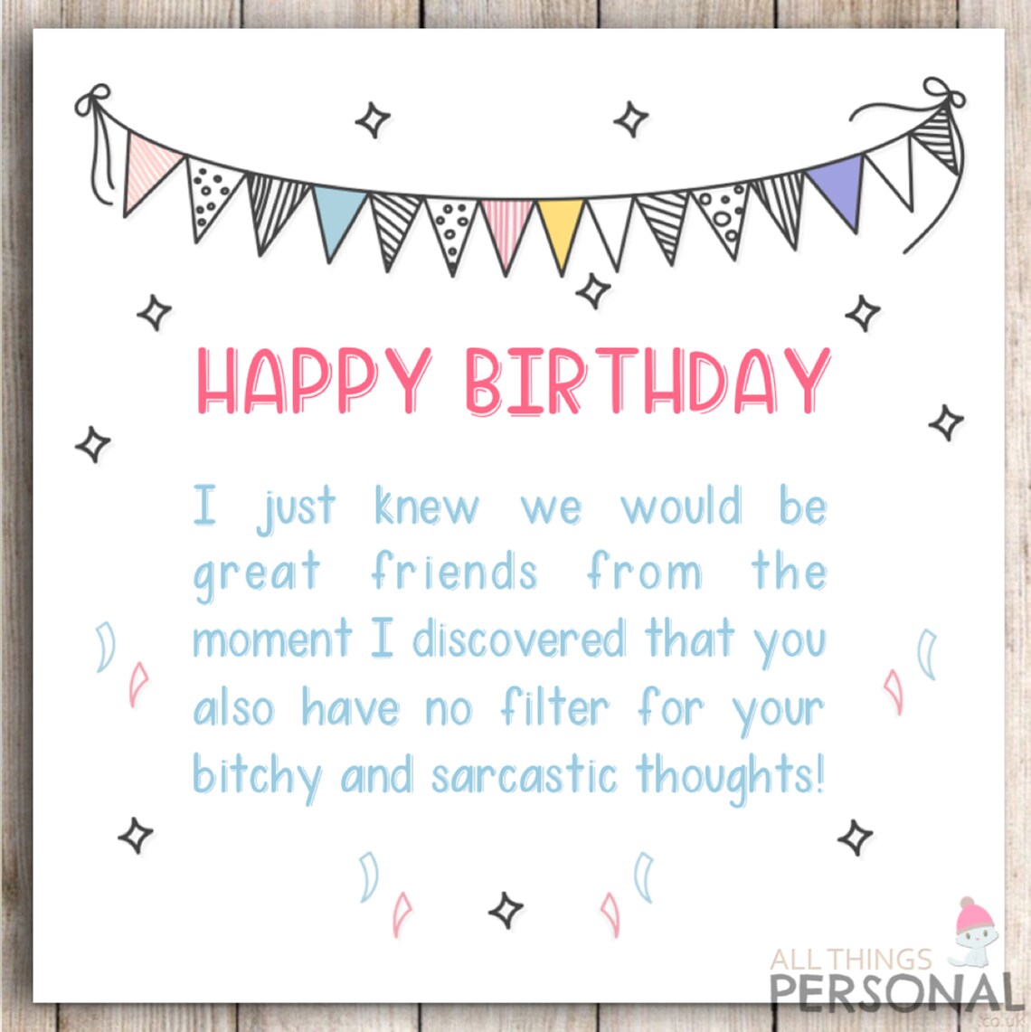 Funny Friend Birthday Card - Handmade Best Friends Birthday Card ...