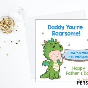 Dinosaur Fathers Day Card for Dad or Daddy First - Etsy