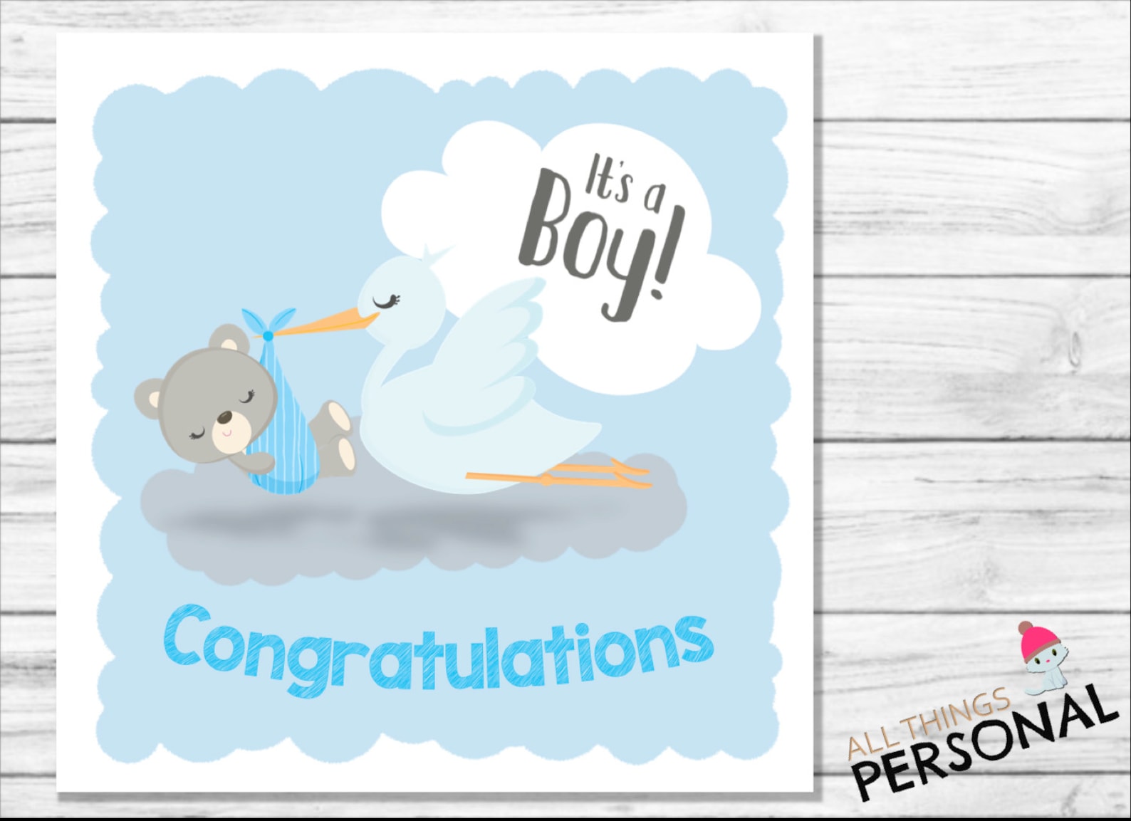 New Baby Boy Card It's a Boy Card Congratulations | Etsy