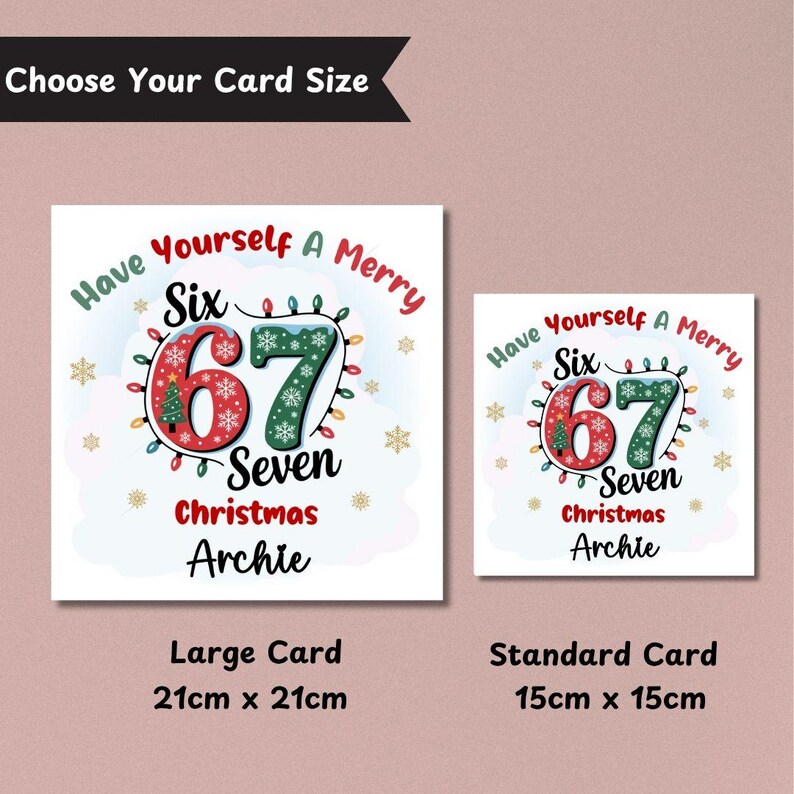 Funny Six Seven Christmas Card Personalised 67 Viral Meme Theme for Son ...