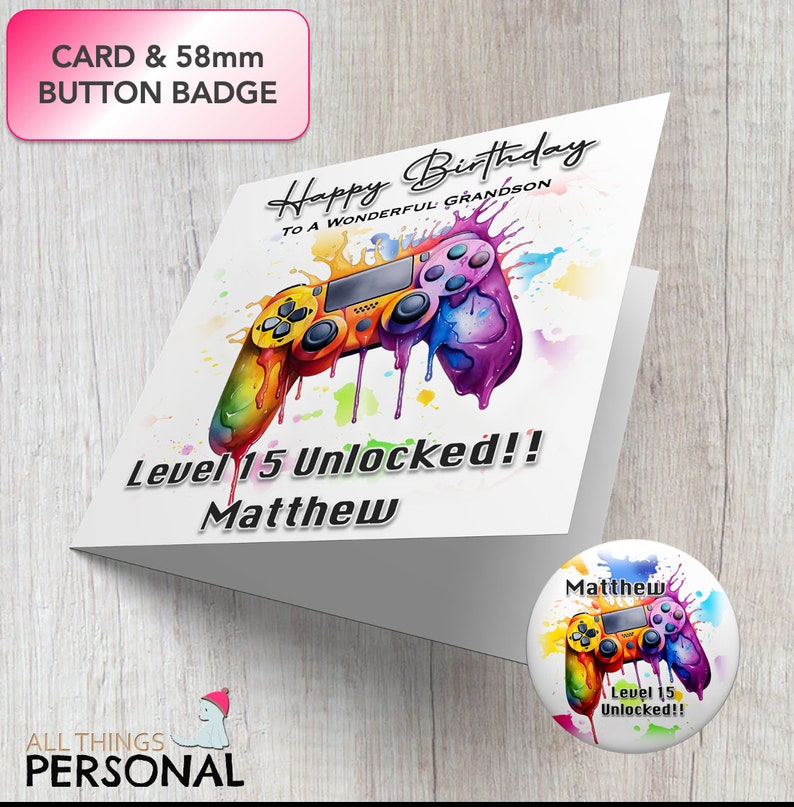 Personalised Boys Gaming Birthday Card for Grandson Son Nephew Godson ...