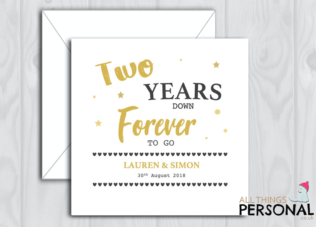 Second Anniversary Card for Husband Wife Boyfriend Girlfriend Fiance ...