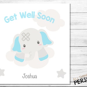 Get Well Soon Card Personalised Card Boys, Girls, Son Daughter ...